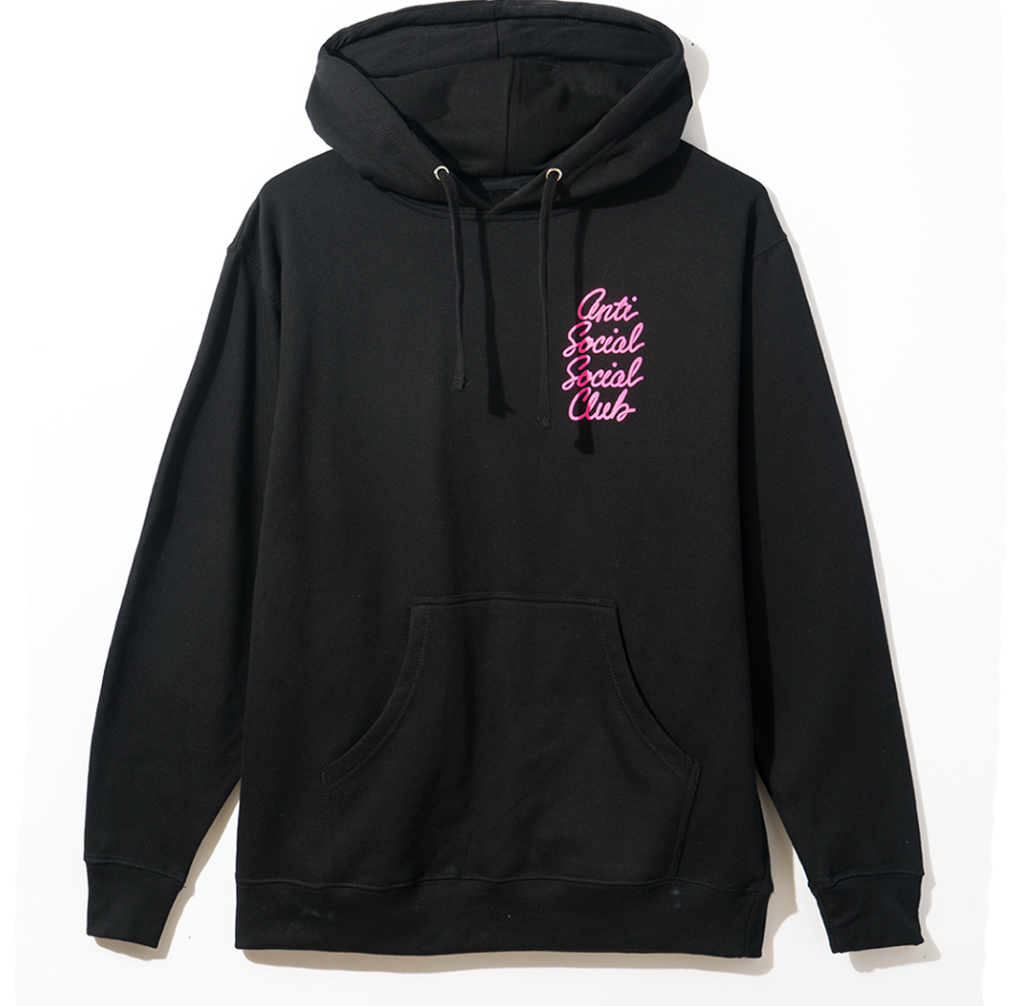 ShopMeta – Anti Social Social Club Pink Cursive Hoodie Black